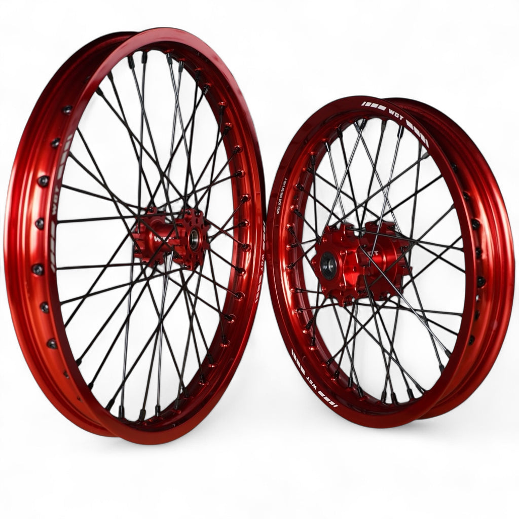 V2 red 19x16 Surron wheel set